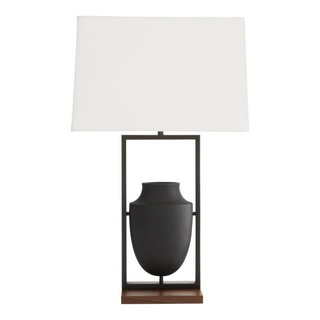 Foundry Table Lamp 1-Light Charcoal Ricestone Bronze Brown Wood Crystal ...