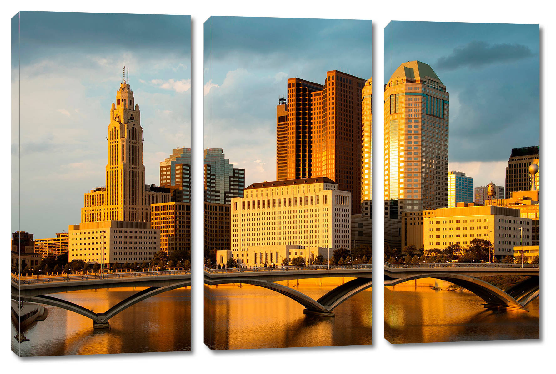 Columbus Ohio Skyline Canvas Print, 3 Panel Split, Triptych Wall Art ...