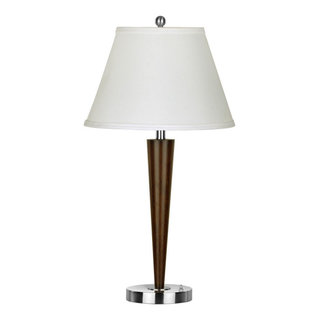 Metal Table Lamp with Sleek Conical Support, Silver and Brown ...
