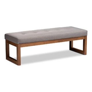 Modern Fabric Upholstered Wood Bench, Comfortable Padded Seat ...