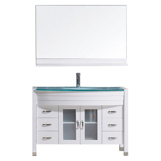 Ava 48" Single Bathroom Vanity Set, White, Brushed Nickel Faucet ...