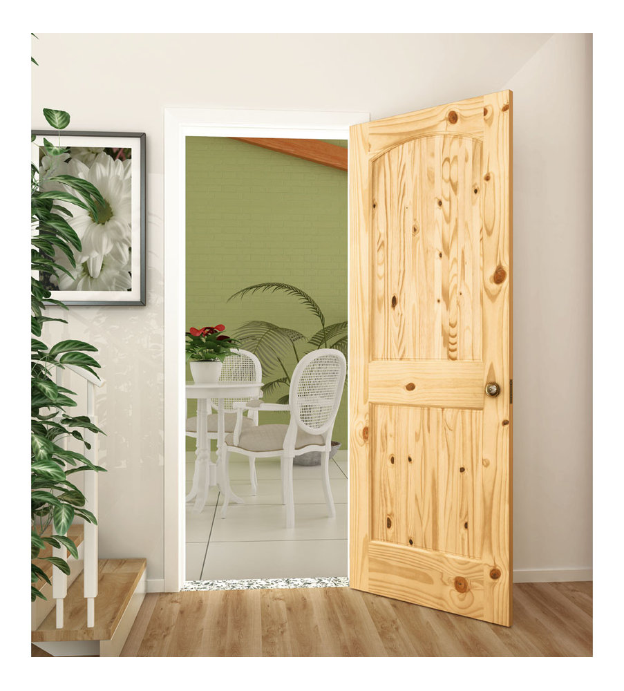 Two Panel Knotty Pine Arch-top V-Groove Door, Knotty Pine, 18"x80"x1 ...