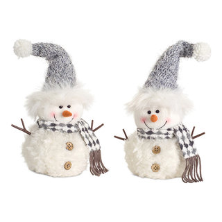 Melrose Polyester Set Of 4 Snowman With White And Grey Finish 72753DS ...