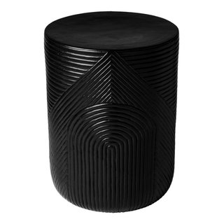 Serenity Textured Side Table 14" Black Outdoor Accent Table ...