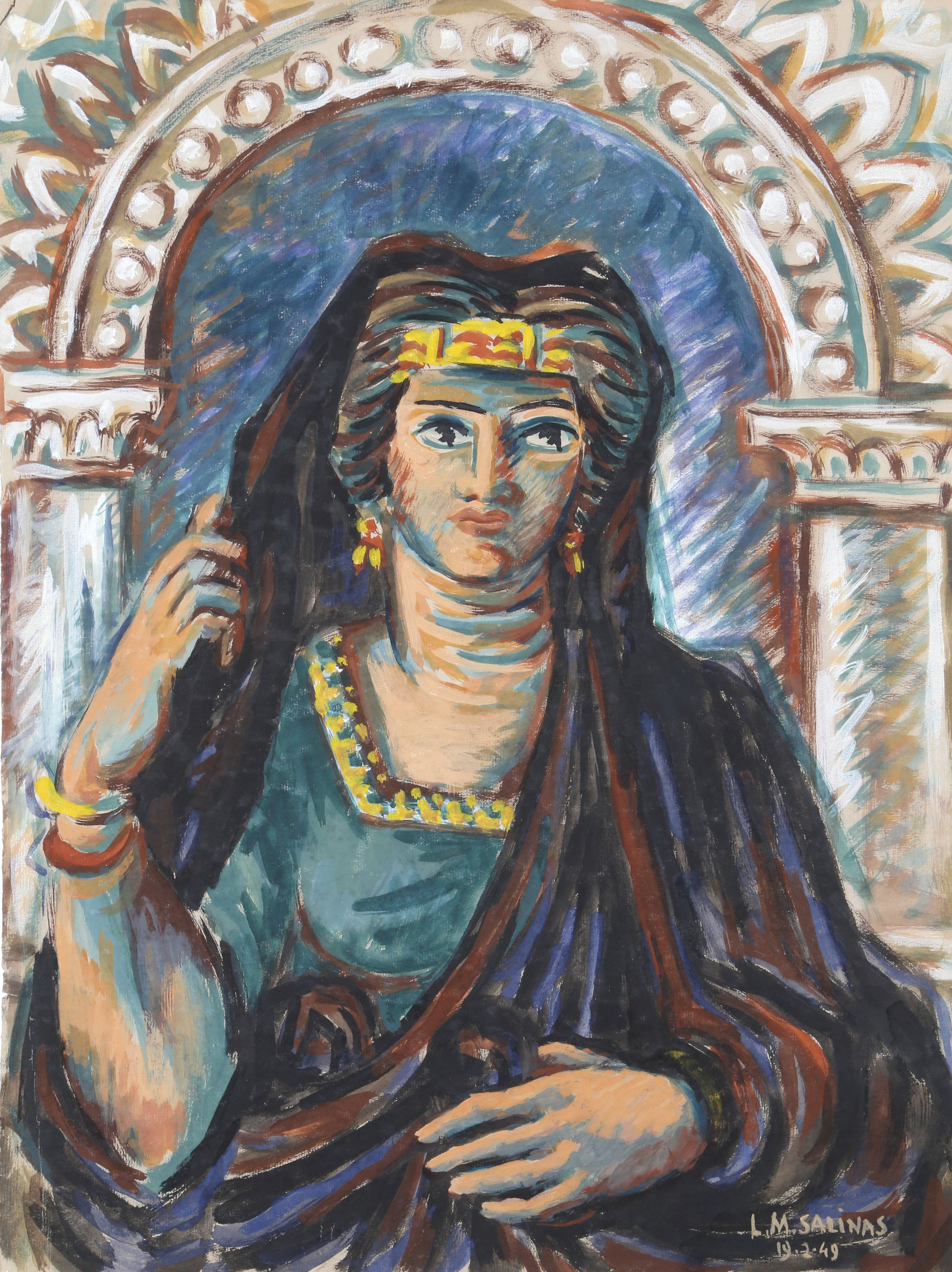 Portrait of Egyptian Woman, Laurent Marcel Salinas, 18.5x24.5 ...