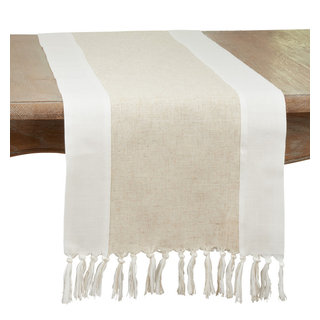 Two-Tone Design Long Table Runner, 16"x72" - Transitional - Table ...