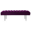 53" Purple And Silver Upholstered Velvet Bench - Midcentury ...