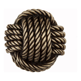 Monkey's Fist Cabinet Knob, Antique Brass - Beach Style - Cabinet And ...