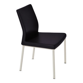 Pasha Chrome High Back Chair, Chrome Base, Black Leatherette ...