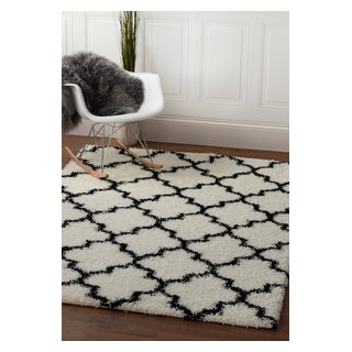 Dubach Morrocan Trellis Shag Rug, 7' 10" X 9' 10" - Mediterranean ...
