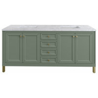 72 Inch Modern Farmhouse Green Double Sink Bathroom Vanity Marble ...