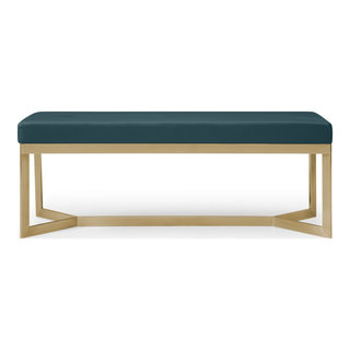 Garland Bench-Dark Teal/Gold - Contemporary - Upholstered Benches - by ...