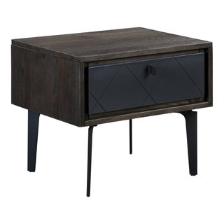 Cross Solid Oak and Metal Nightstand - Midcentury - Nightstands And ...