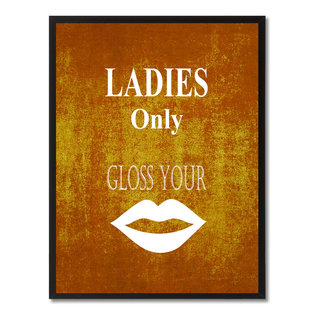 "Ladies Only" Sign Brown Print on Canvas with Picture Frame, 13"x17 ...
