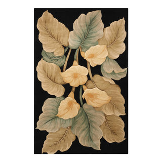 Nourison Tropics TS08 Area Rug, Black, 3'6" x 5'6" - Tropical - Area ...