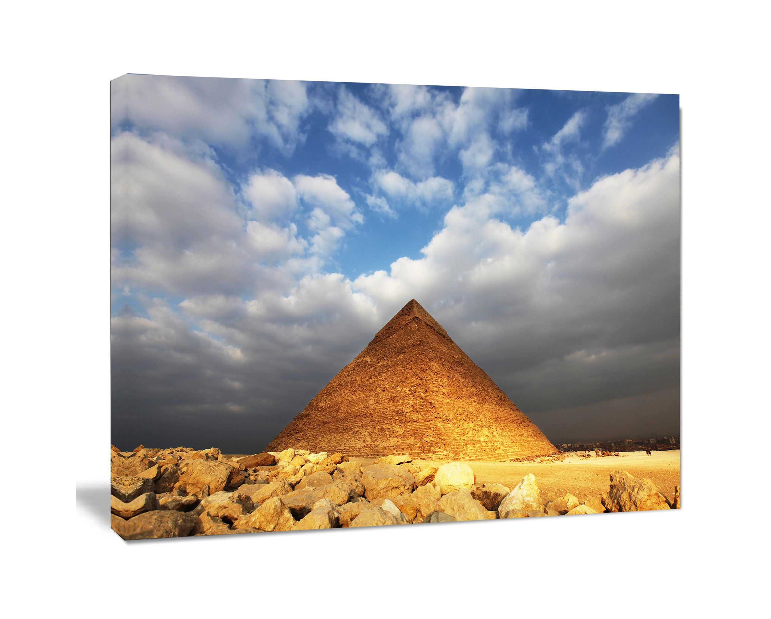 Egyptian Pyramid under Bright Sky, African Landscape Canvas Art, 20"x12 ...
