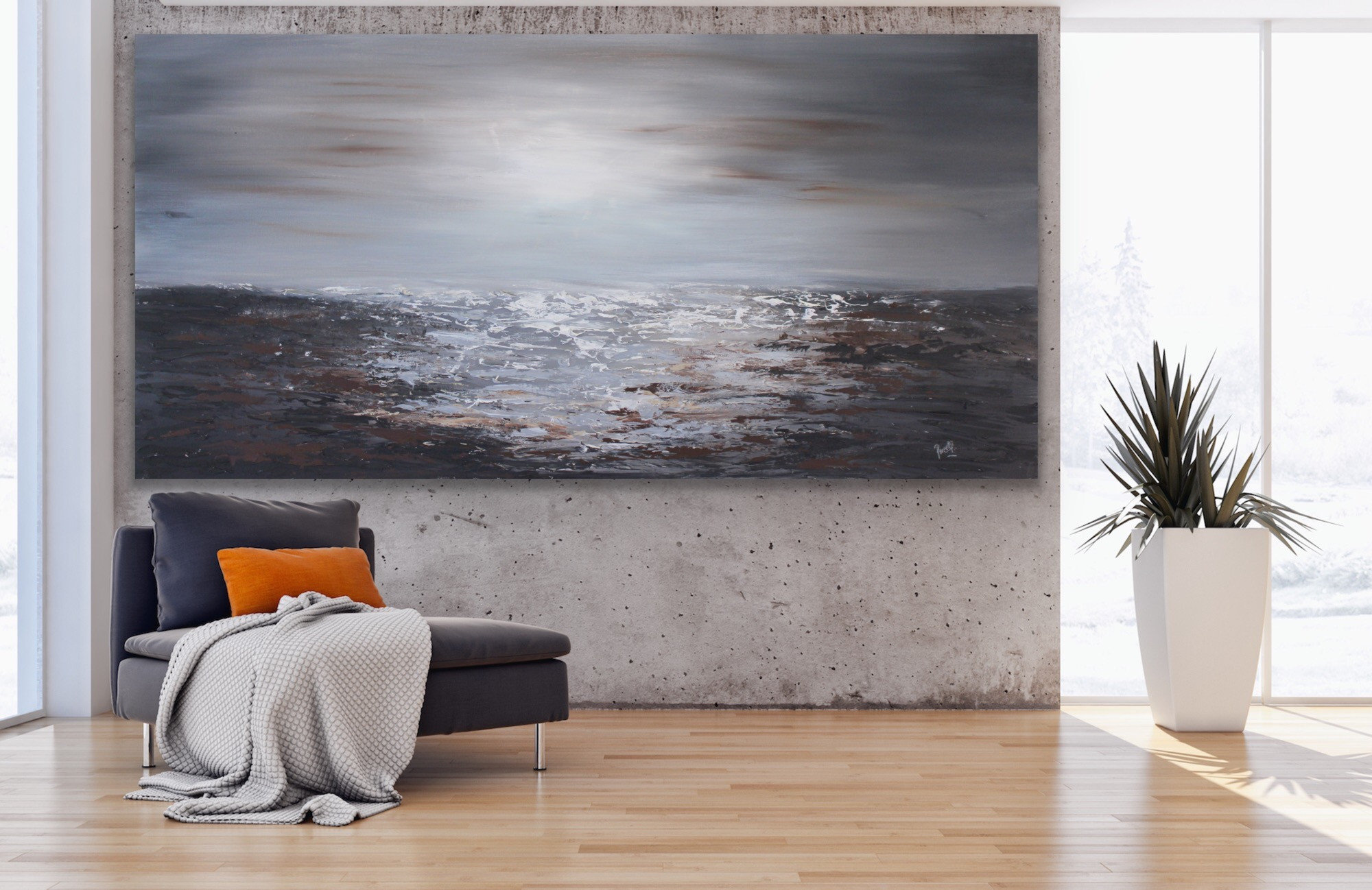 60x36" Original handmade Art coastal minimal Contemporary Painting ...