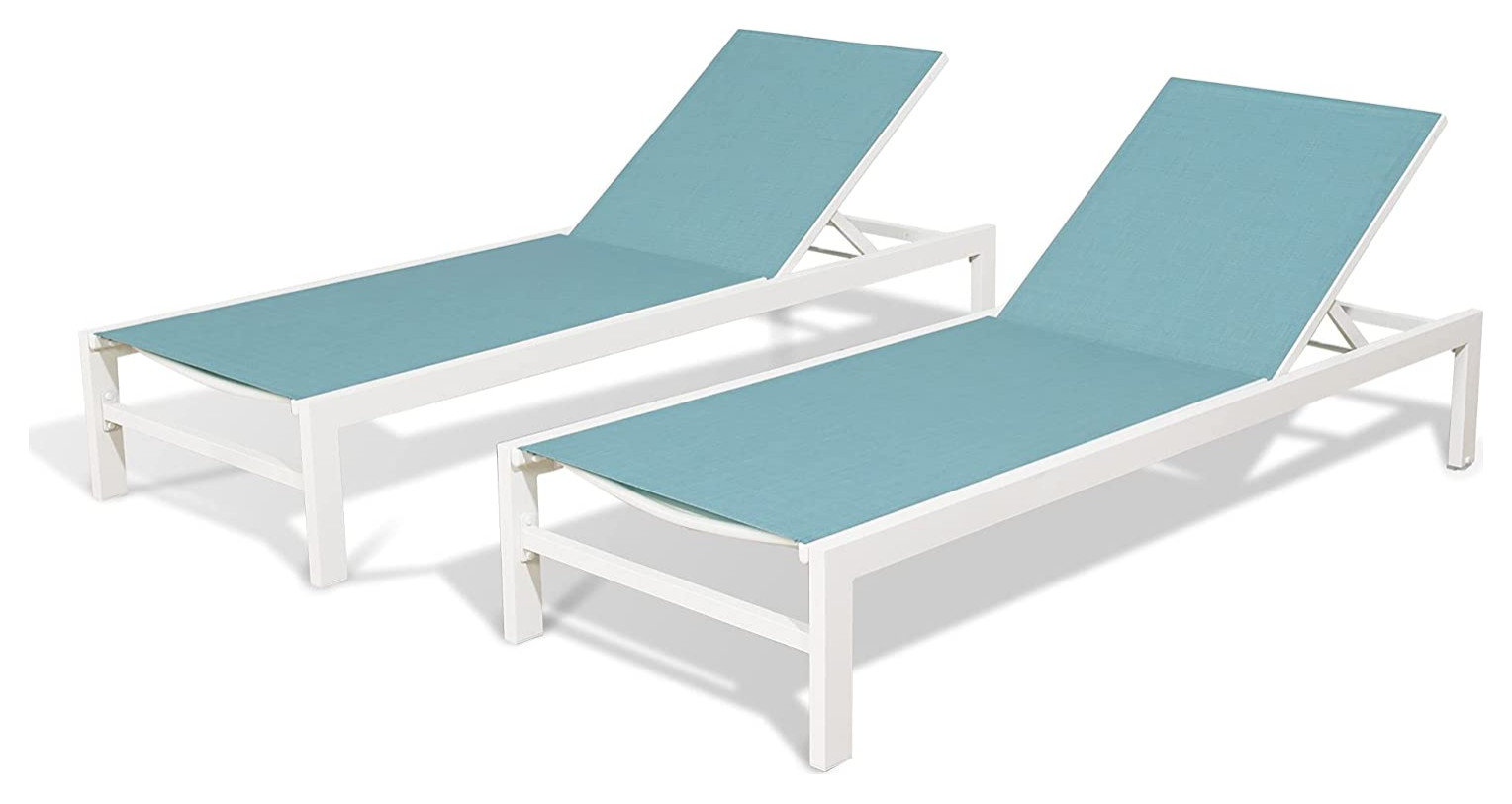 2 Pack Patio Chaise Lounge, Aluminum Frame With Adjustable Mesh Seat ...