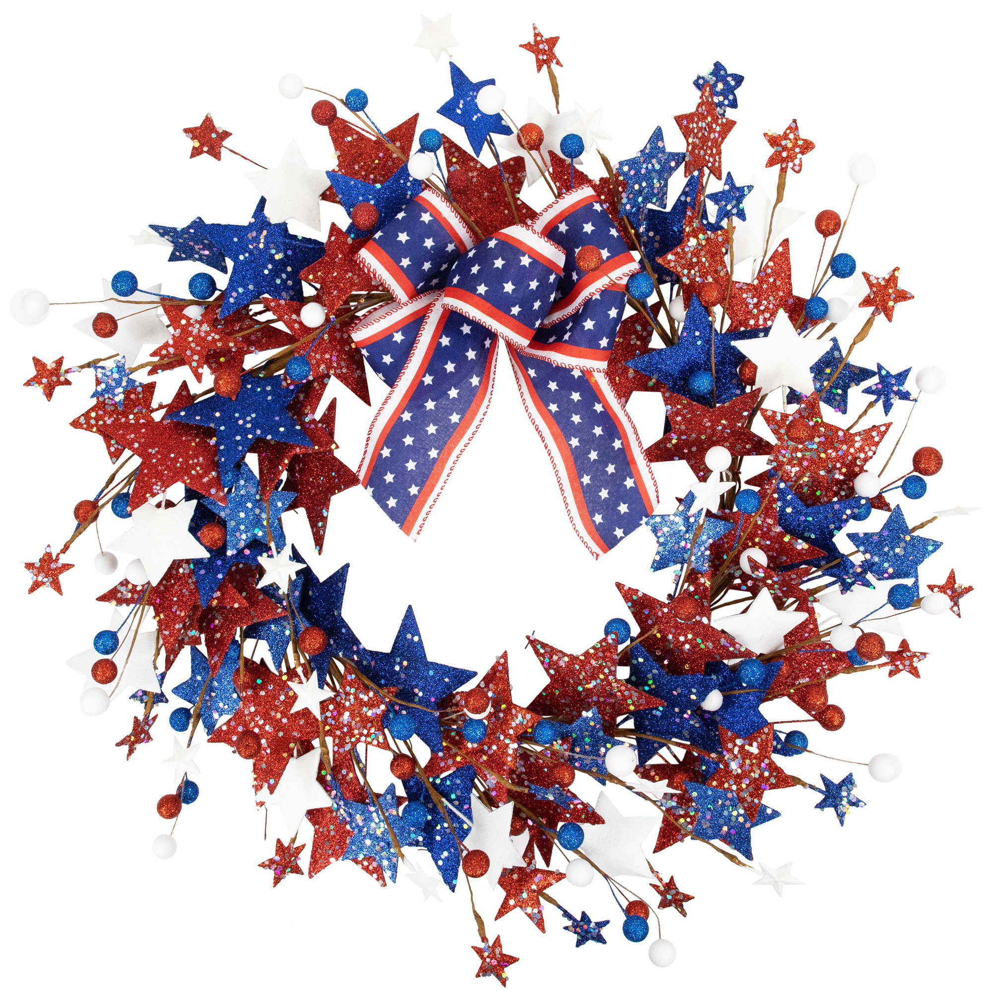 Glittered Stars and Rockets Patriotic Wreath 22" - Modern - Wreaths And ...