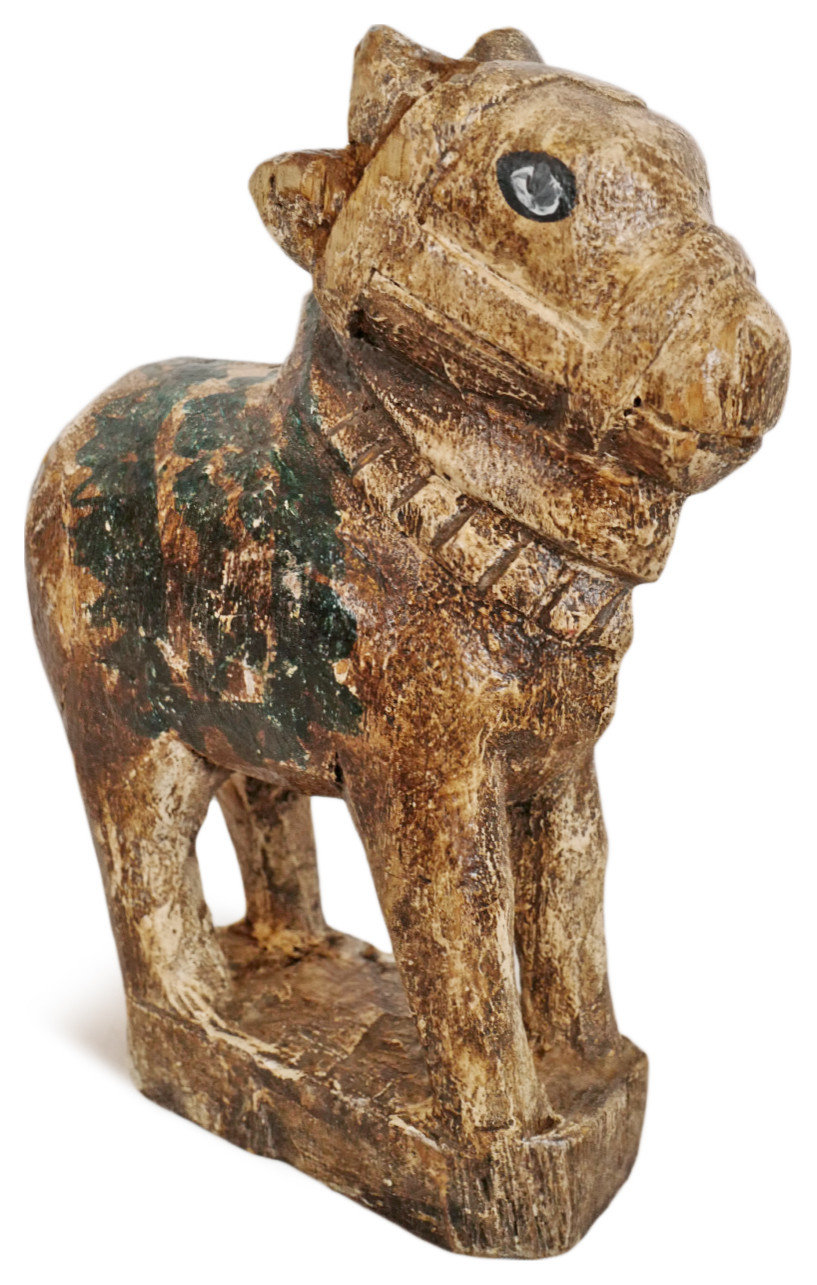 Consigned Antique Wood Indian Cow Statue 12 - Farmhouse - Decorative ...