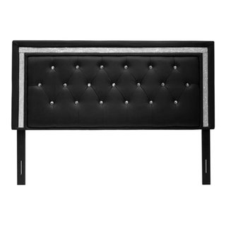 Bowery Hill Faux Leather Full/Queen Headboard Tufted Crystal Rhinestone ...