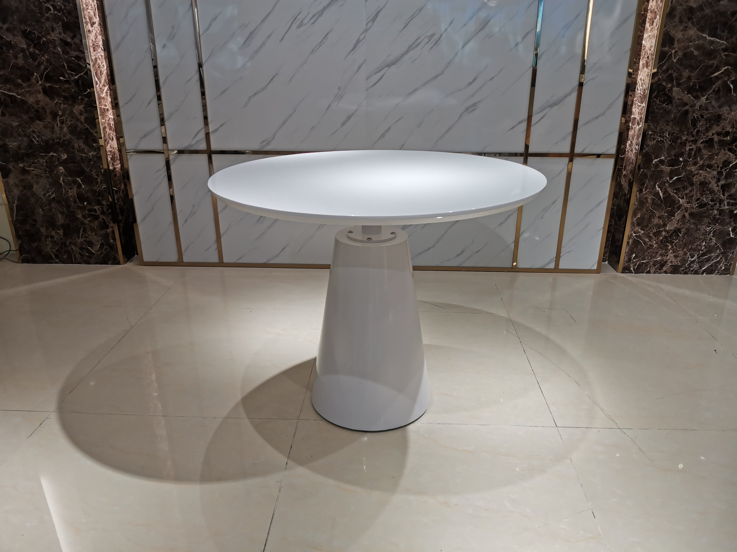 White Lacquer Top Dining Table With White Powder Coating Base ...