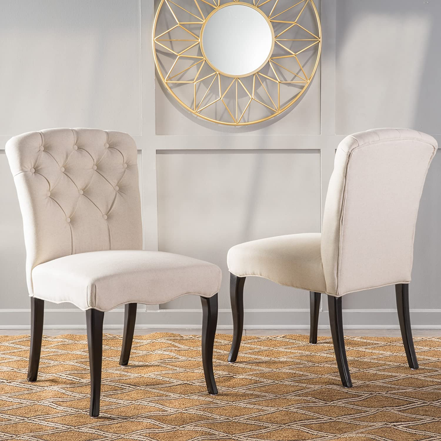 Set of 2 Elegant Armless Dining Chairs with Diamond Button Tufted Back ...