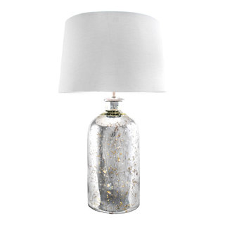 Nuloom Mercury Glass Cotton Shade Silver Finish 3-Way Switch Table Lamp ...