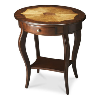 Jeanette Plantation Cherry Oval Accent Table - Traditional - Side ...