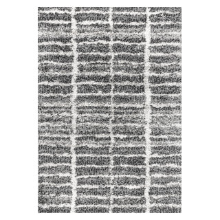 Merida Stacked Grid Shag Area Rug, 5 X 8 - Contemporary - Area Rugs ...
