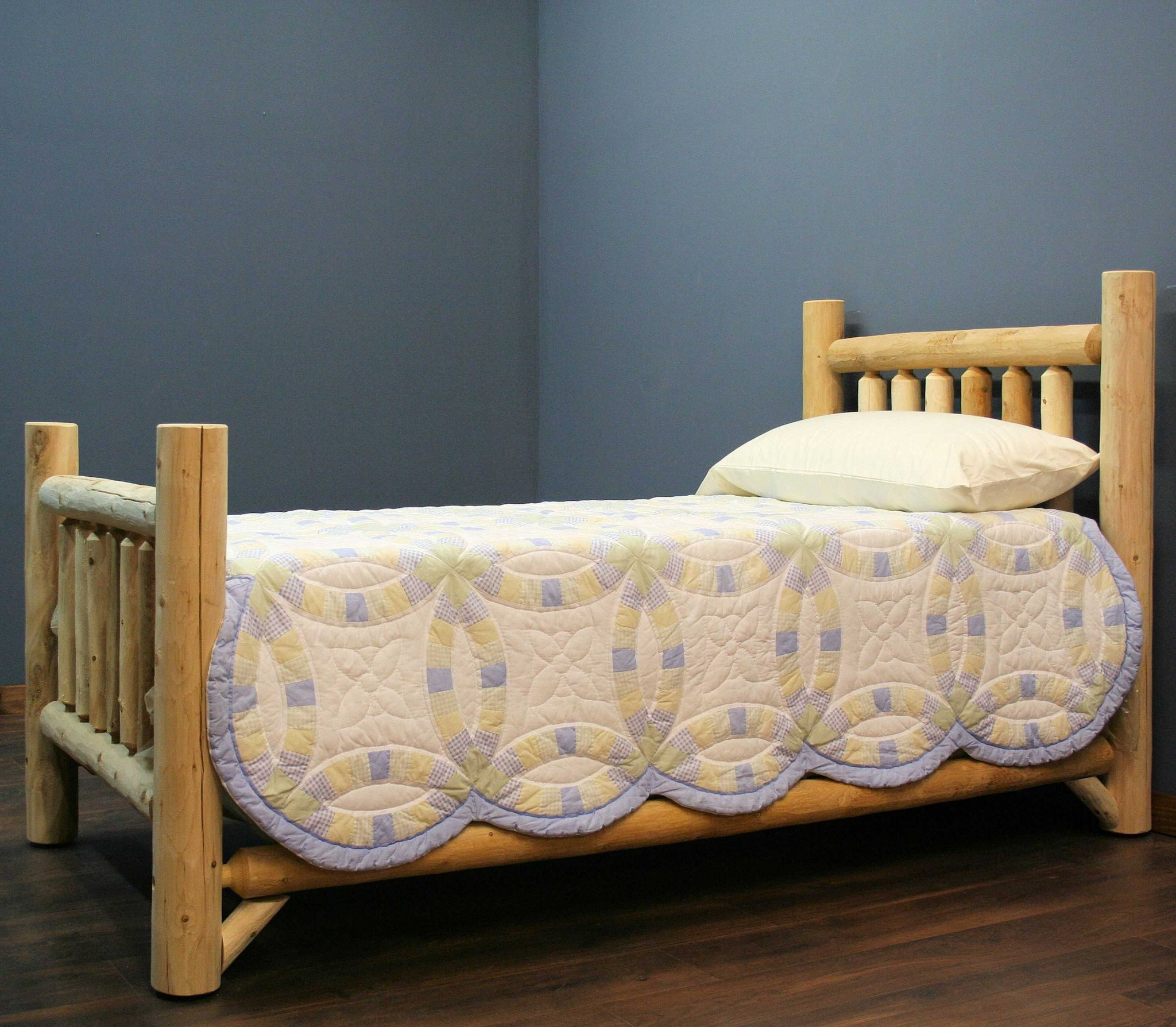 HomeRoots Natural Dark Brown Finish Low Post Cedar Log Twin Bed, Twin ...