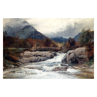Tile Mural River rapids water trees mountains Backsplash, 6" Marble ...