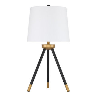 Craftmade 1-Light Metal Tri-Pod Base Table Lamp, Black/Gold/White ...