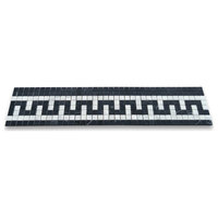 Carrara White Marble Greek Key Mosaic Border Listello Tile Black Honed ...