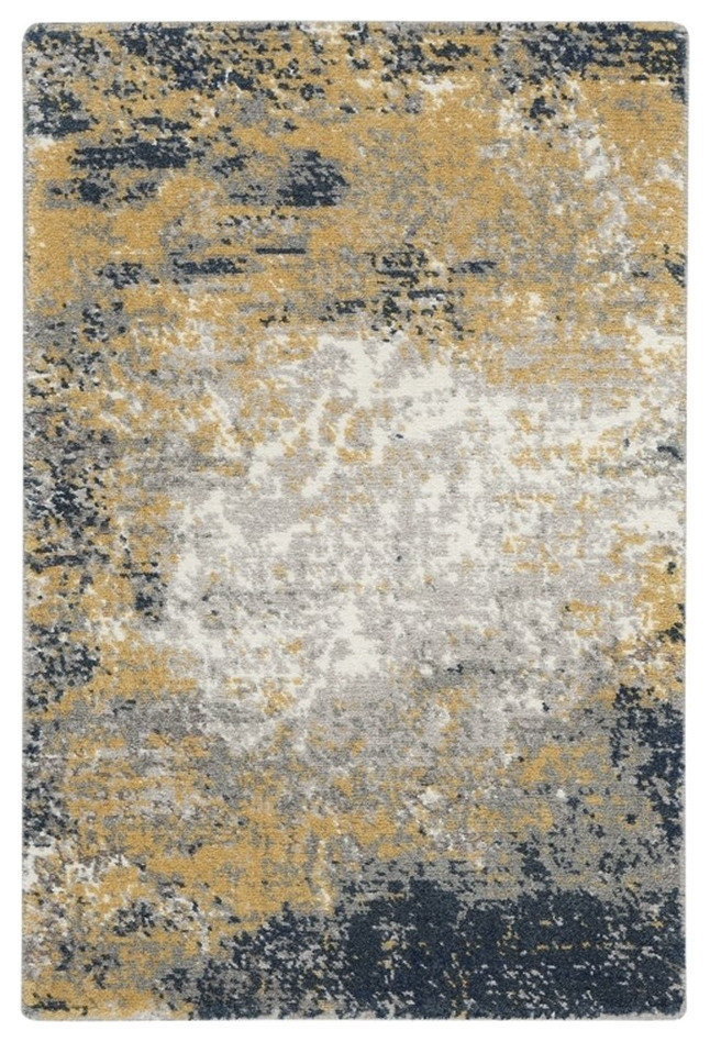 Nourison Twilight 24" x 36" Wool Indoor Rug in Navy Blue/Gold ...