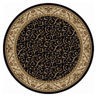 Radici 1599/1516/BLACK Como 8' Round Indoor Area Rug, 8' ROUND ...