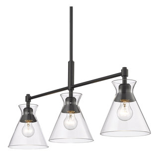 Golden Lighting 0511-LP CLR Malta 3 Light 34"W Linear Chandelier ...