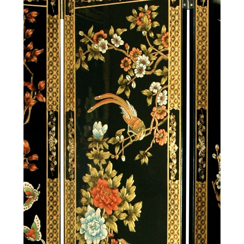 6' Tall Four Seasons Flowers Screen - Asian - Screens And Room Dividers ...