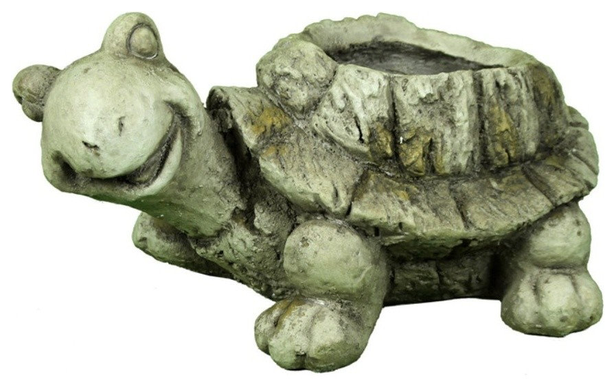 Swanky FIGURINE TURTLE PLANTER, Ivory - Beach Style - Outdoor Pots And ...