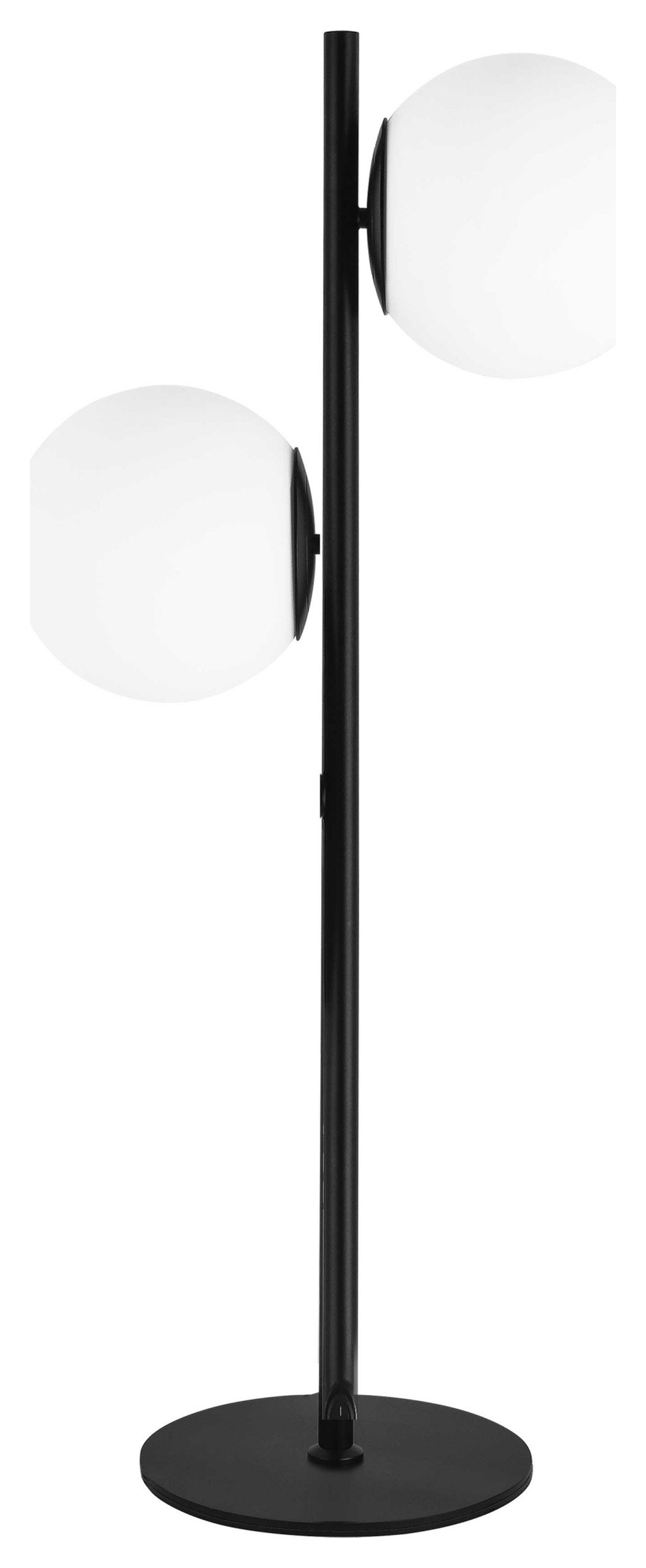 FOL-222T-MB 2 Light Incandescent Table Lamp, Matte Black w/ White Glass ...