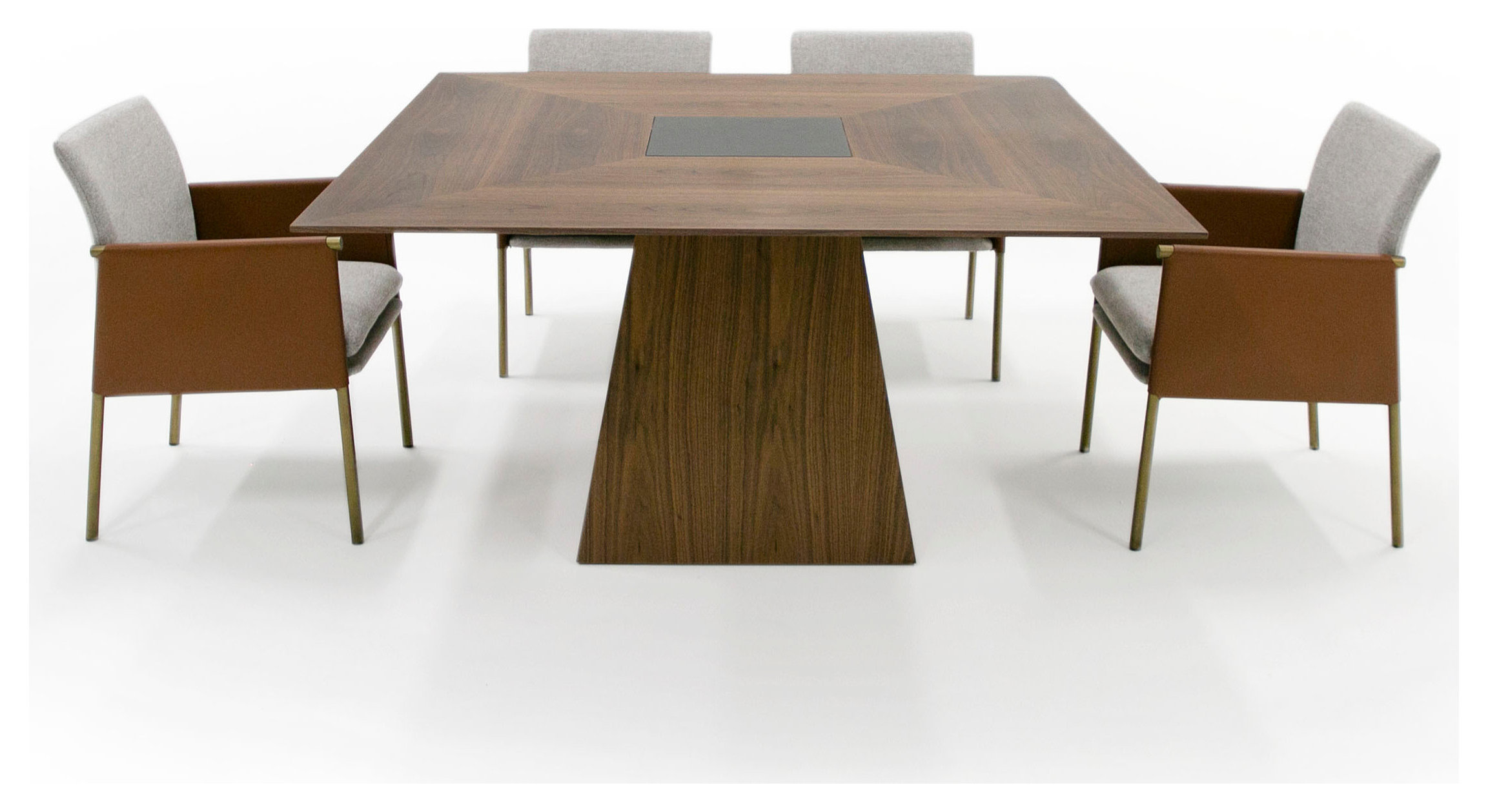 Modrest Cora- Modern Walnut and Black Tempered Glass Dining Table ...