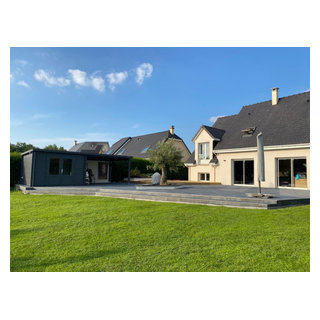 Construction Terrasse sur plots et aménagement paysager - Patio ...