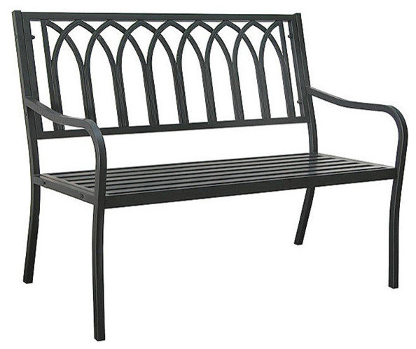 Lakeside Steel Bench, Matte Black - Contemporary - Outdoor Benches - by ...