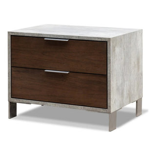 Parker Modern Dark Walnut and Faux Concrete Nightstand - Transitional ...