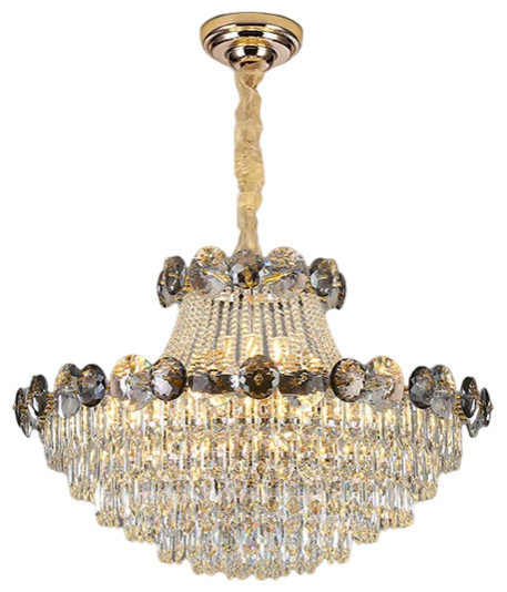 European Chic Round Crystal Chandelier, Dia23.6 X H17.7" - Contemporary ...