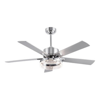 52" Standard LED Ceiling Fan with Remote Control and Light Kit Included ...