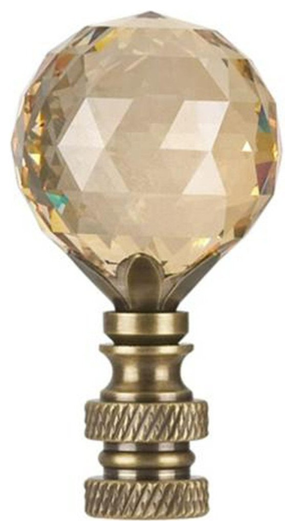 Swarovski Faceted Champagne Crystal Ball Lamp Finial Antique Brass 2.25 ...