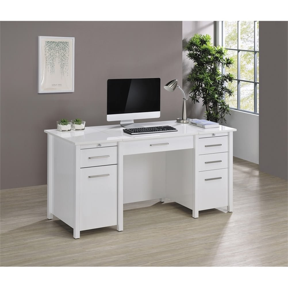 Bowery Hill Contemporary Wood Lift Top Home Office Desk in White - Transitional - Desks And ...