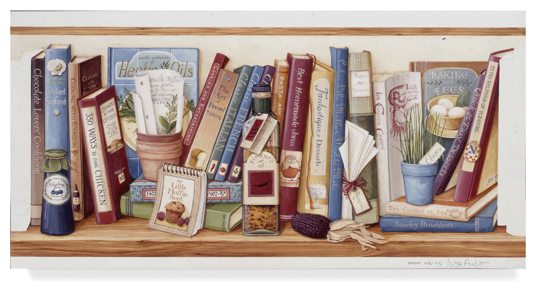 "Bookshelf" by Lisa Audit, Canvas Art, 24"x12" - Farmhouse - Prints And ...