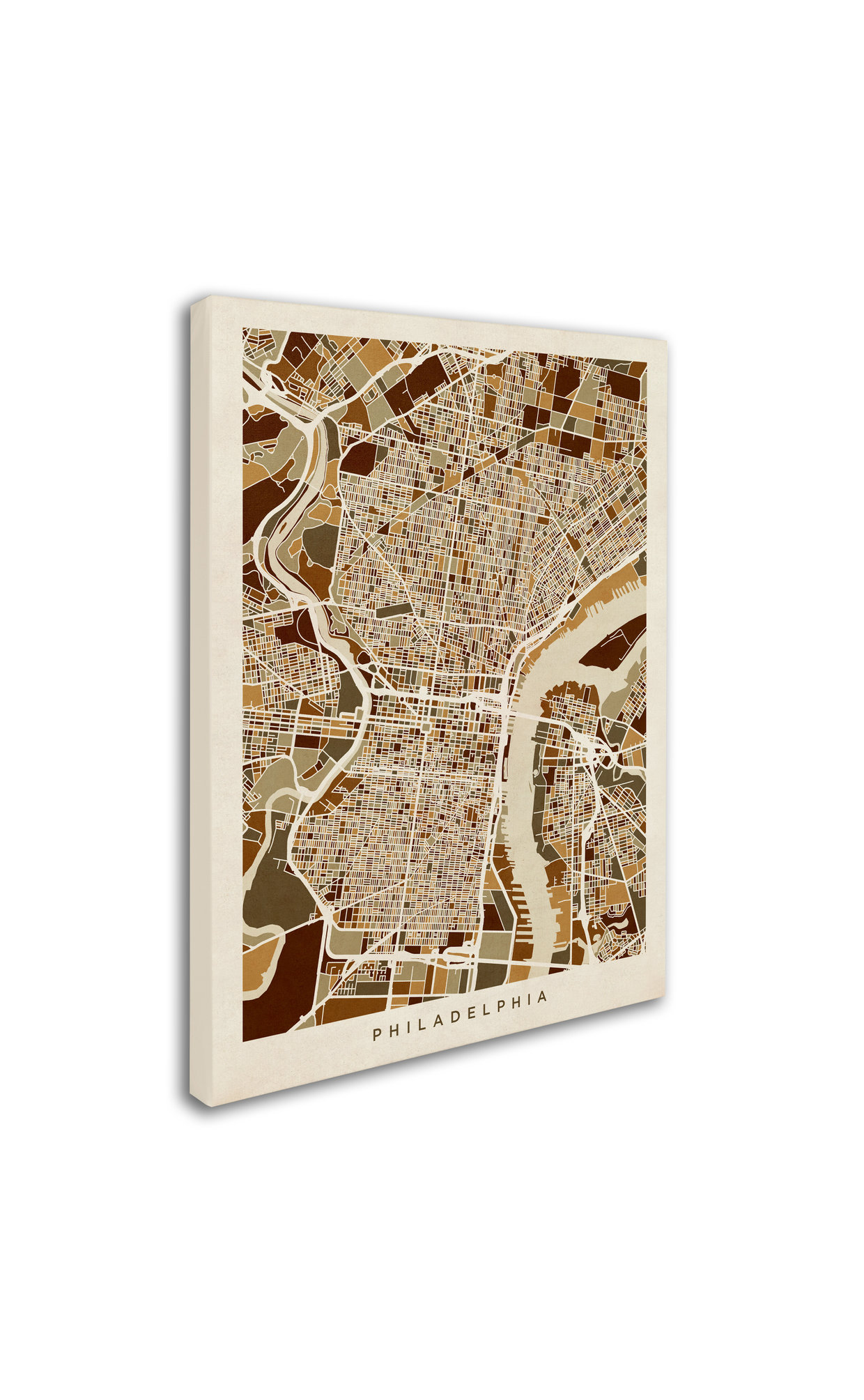 'Philadelphia, Pennsylvania Street Map' Canvas Art by Michael Tompsett ...